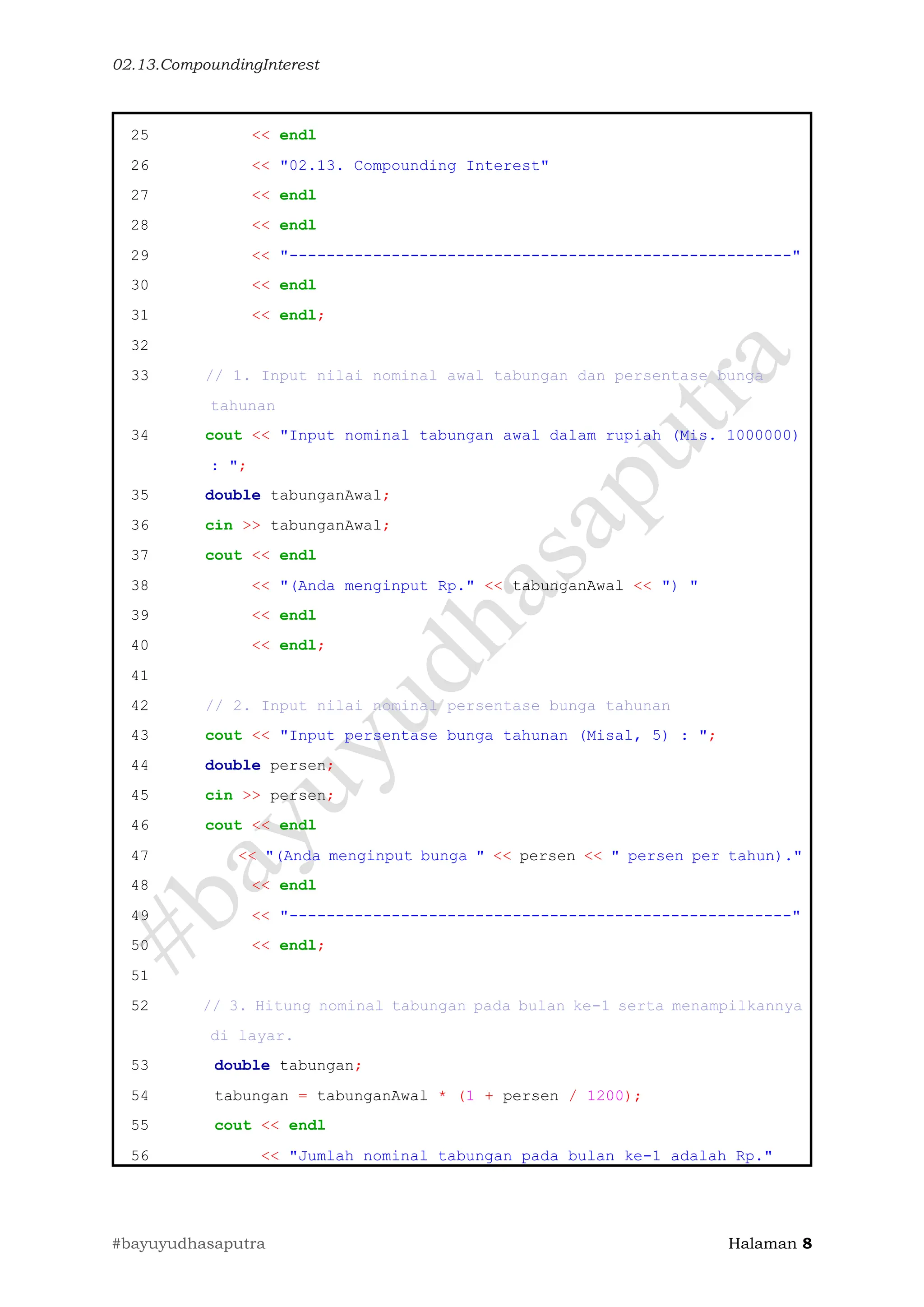 02.13. Menghitung Bunga Majemuk Menggunakan Bahasa Pemrograman C++ | PDF