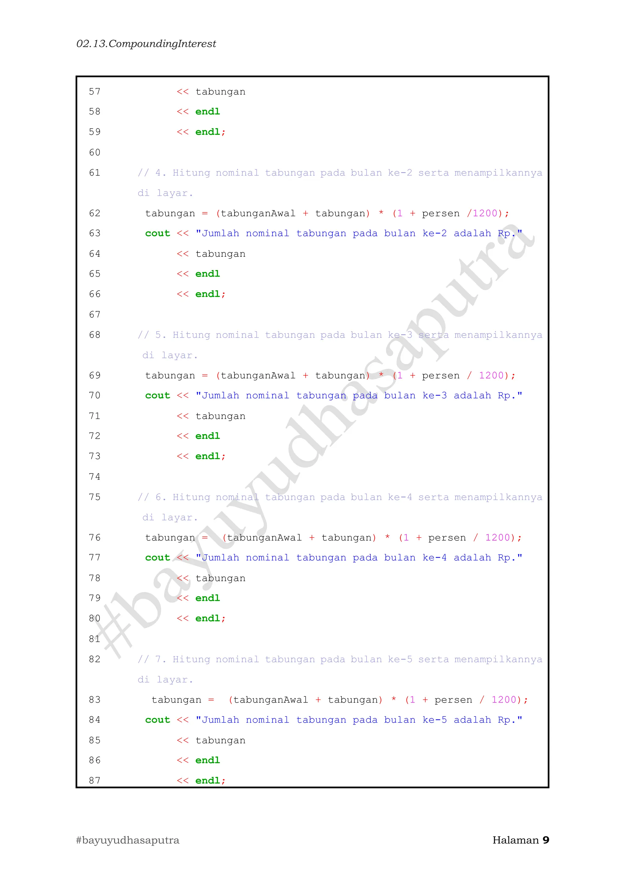 02.13. Menghitung Bunga Majemuk Menggunakan Bahasa Pemrograman C++ | PDF