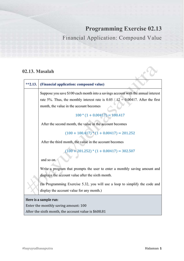 02.13. Menghitung Bunga Majemuk Menggunakan Bahasa Pemrograman C++ | PDF