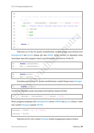 02.13. Menghitung Bunga Majemuk Menggunakan Bahasa Pemrograman C++ | PDF