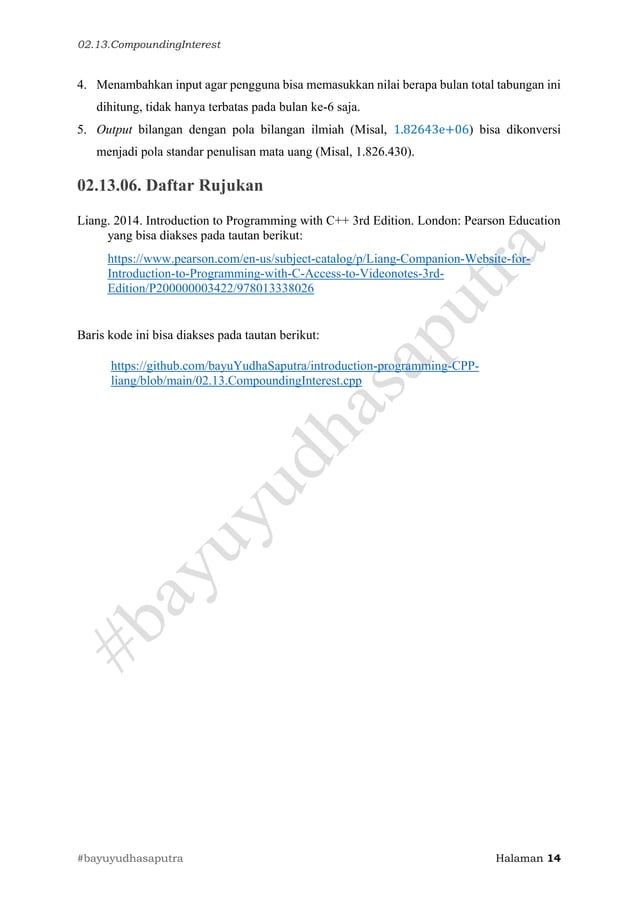 02.13. Menghitung Bunga Majemuk Menggunakan Bahasa Pemrograman C++ | PDF
