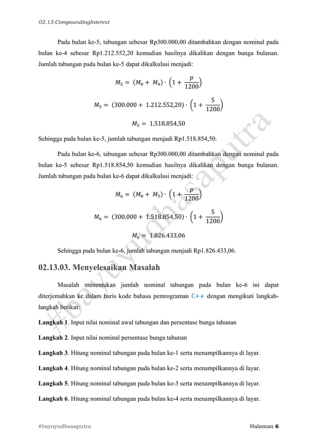 02.13. Menghitung Bunga Majemuk Menggunakan Bahasa Pemrograman C++ | PDF