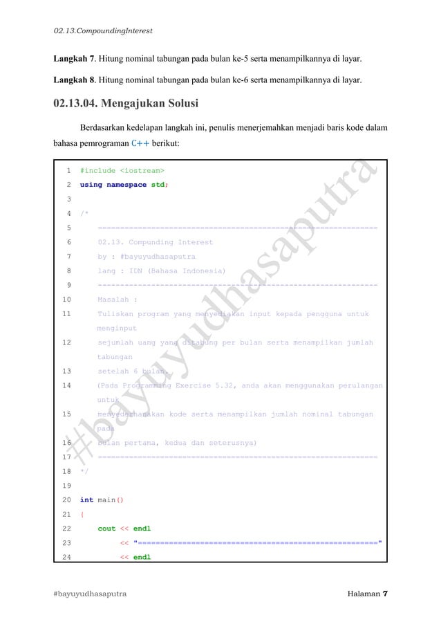 02.13. Menghitung Bunga Majemuk Menggunakan Bahasa Pemrograman C++ | PDF
