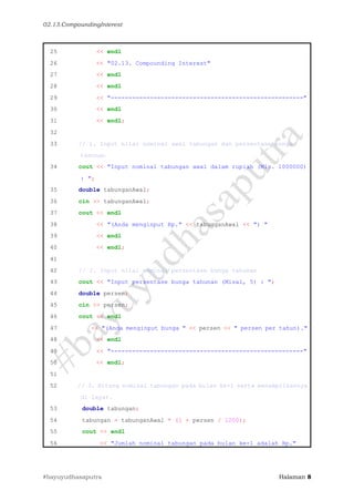 02.13. Menghitung Bunga Majemuk Menggunakan Bahasa Pemrograman C++ | PDF