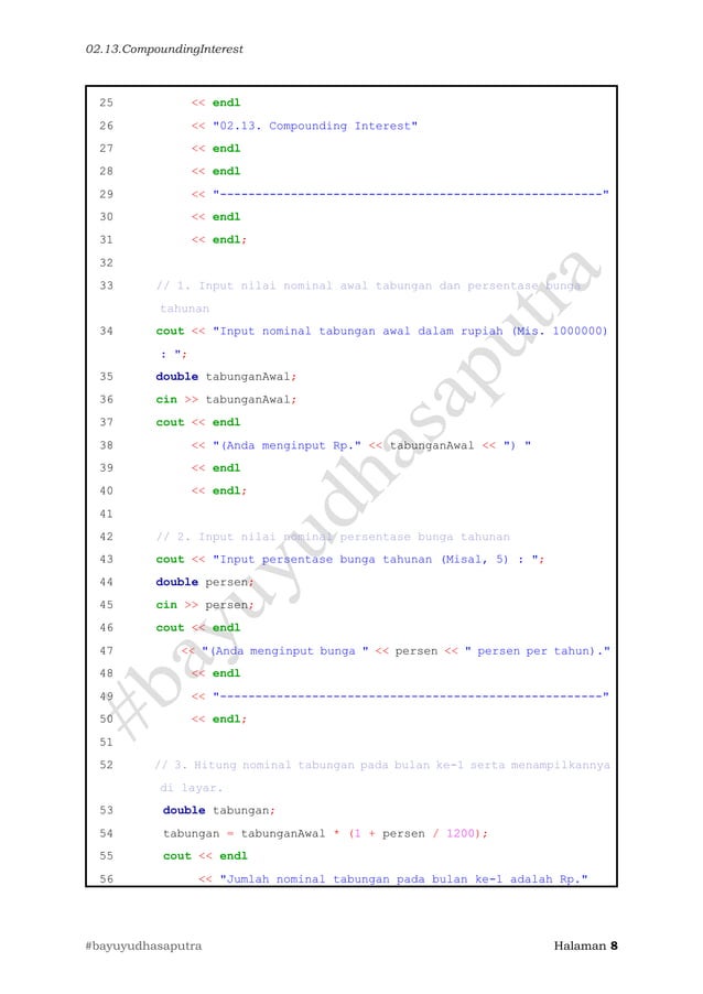 02.13. Menghitung Bunga Majemuk Menggunakan Bahasa Pemrograman C++ | PDF