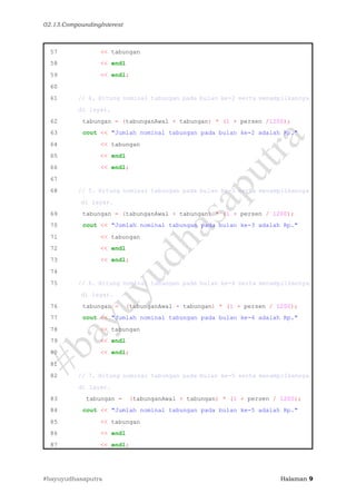 02.13. Menghitung Bunga Majemuk Menggunakan Bahasa Pemrograman C++ | PDF