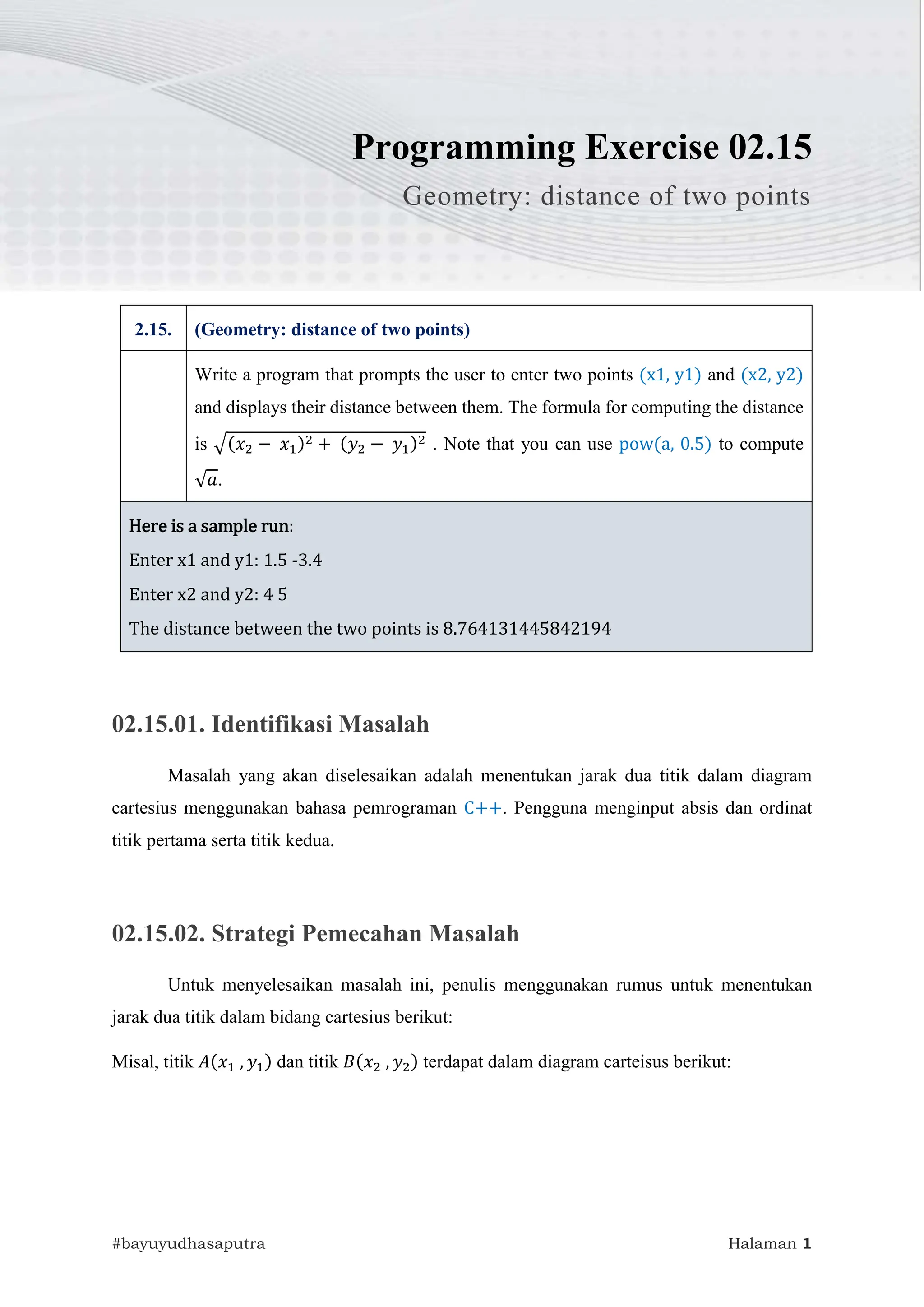 02.15. Jarak Dua Titik Dalam Diagram Cartesius Menggunakan Bahasa ...