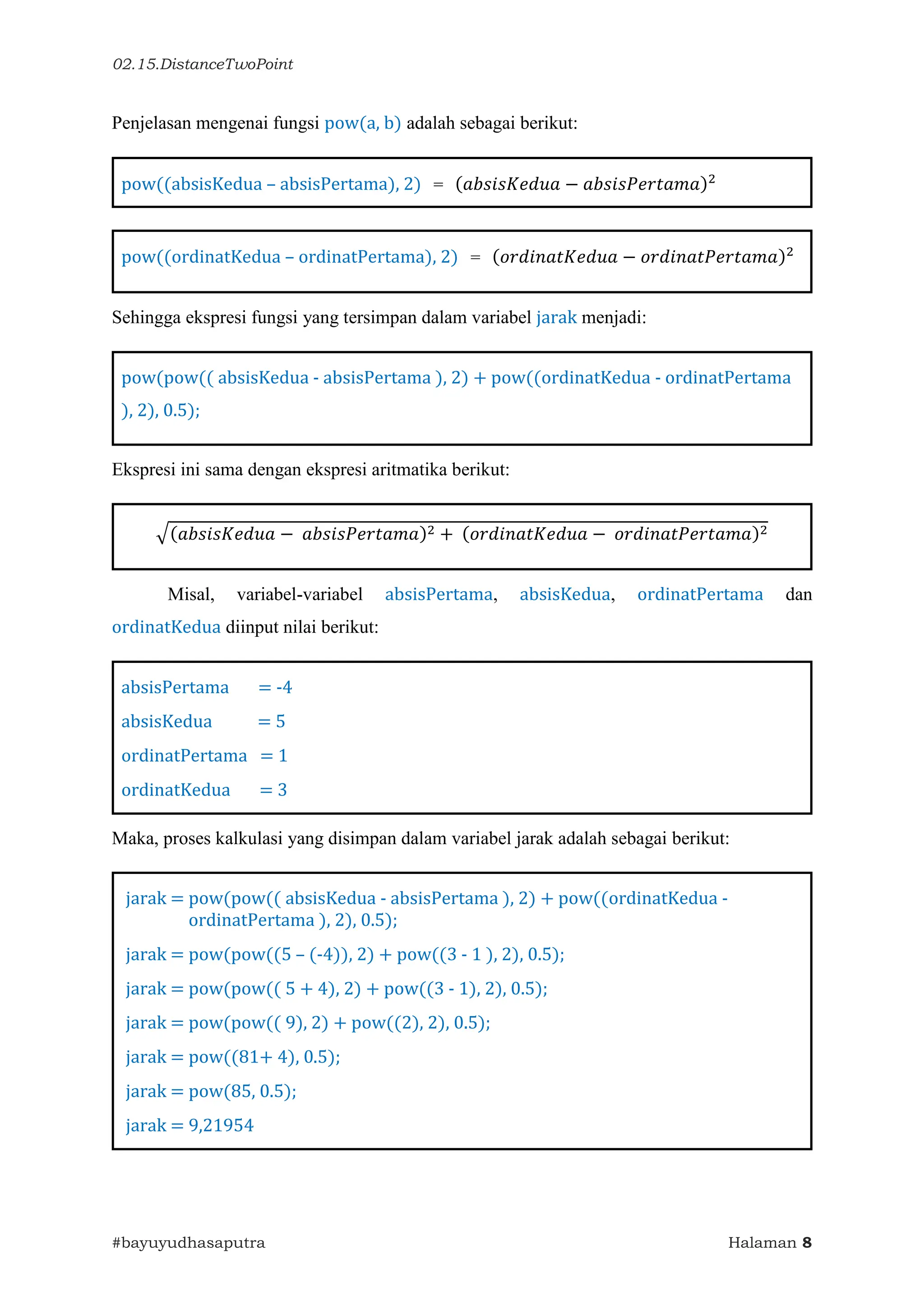 02.15. Jarak Dua Titik Dalam Diagram Cartesius Menggunakan Bahasa ...