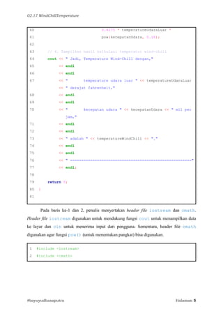 02.17. Menentukan Temperatre Wind-Chill Menggunakan Bahasa Pemrograman C++ | PDF
