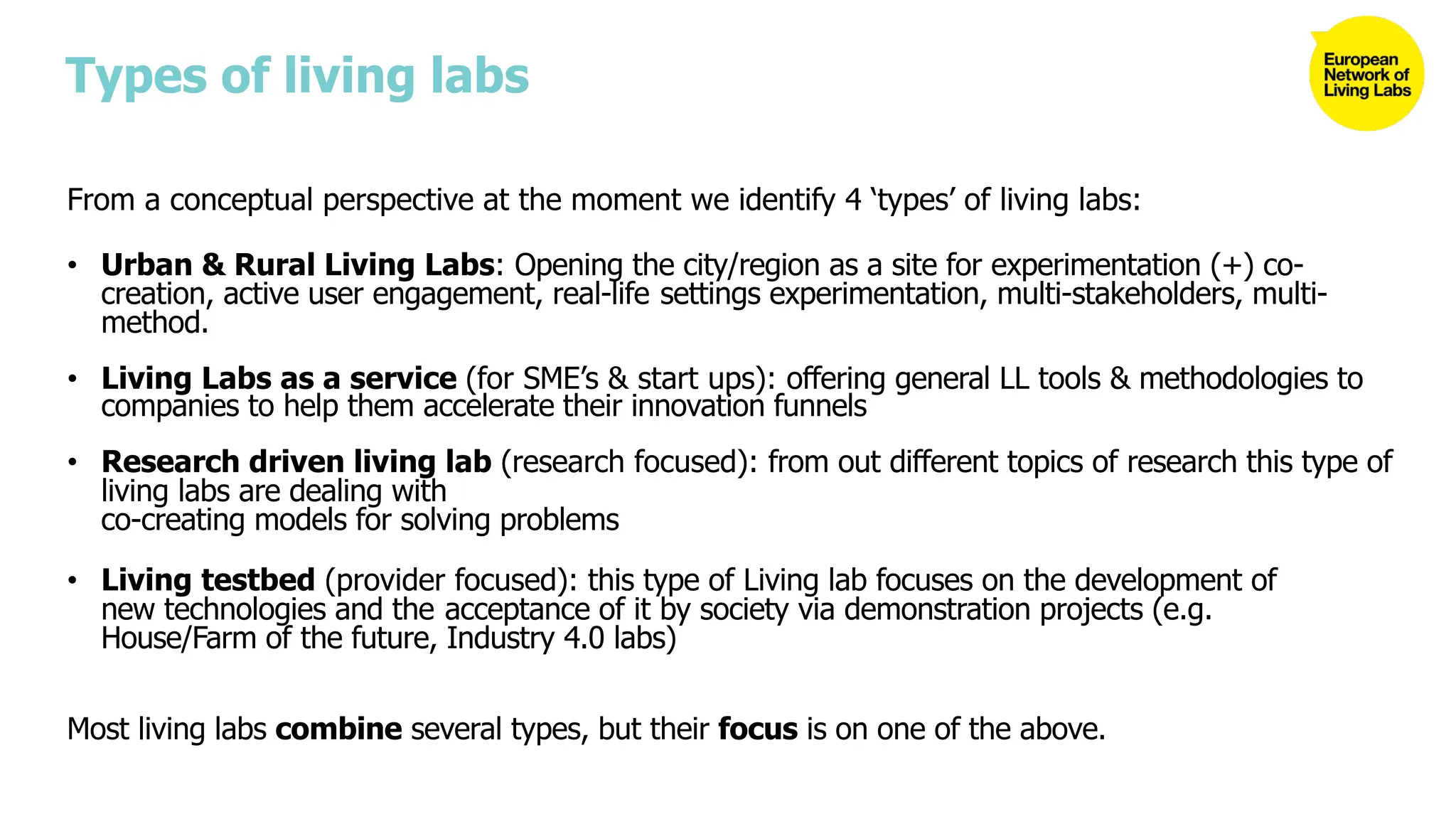 Living Lab concept, areas of work, workgroups, and more | PDF