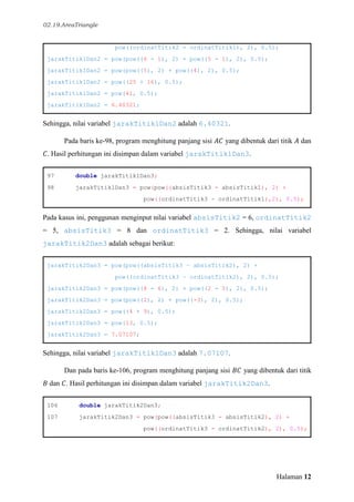 02.19. Menentukan Luas Segitiga Sembarang Menggunakan Bahasa Pemrograman C++ | PDF