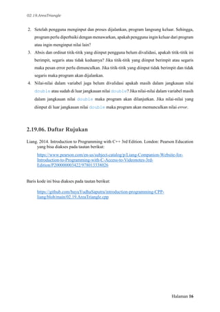 02.19. Menentukan Luas Segitiga Sembarang Menggunakan Bahasa Pemrograman C++ | PDF