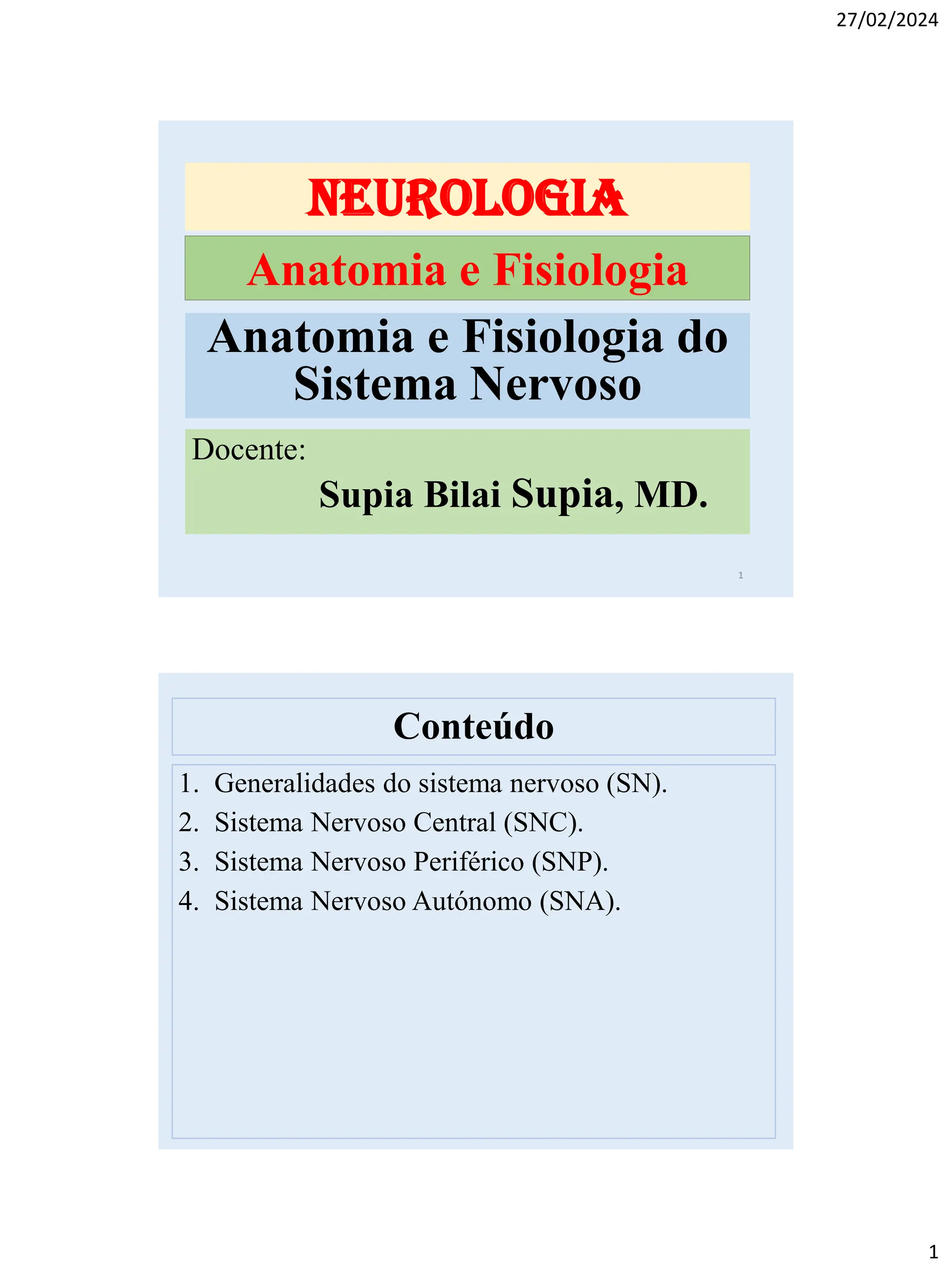 02. Anatomia e Fisiologia do Sistema nervoso | PDF