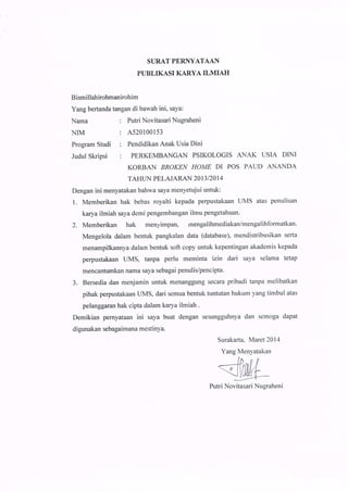 NASKAH PUBLIKASI PERKEMBANGAN PSIKOLOGIS ANAK USIA DINI KORBAN BROKEN HOME | PDF