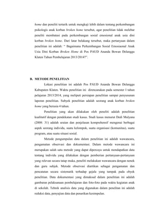 NASKAH PUBLIKASI PERKEMBANGAN PSIKOLOGIS ANAK USIA DINI KORBAN BROKEN HOME | PDF