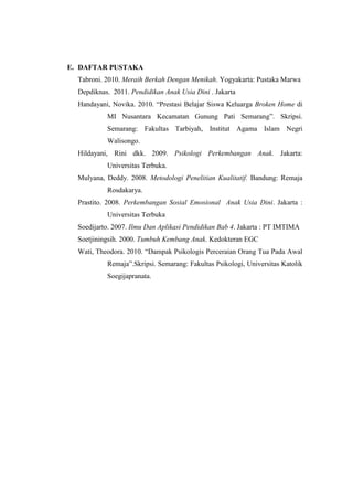 NASKAH PUBLIKASI PERKEMBANGAN PSIKOLOGIS ANAK USIA DINI KORBAN BROKEN HOME | PDF