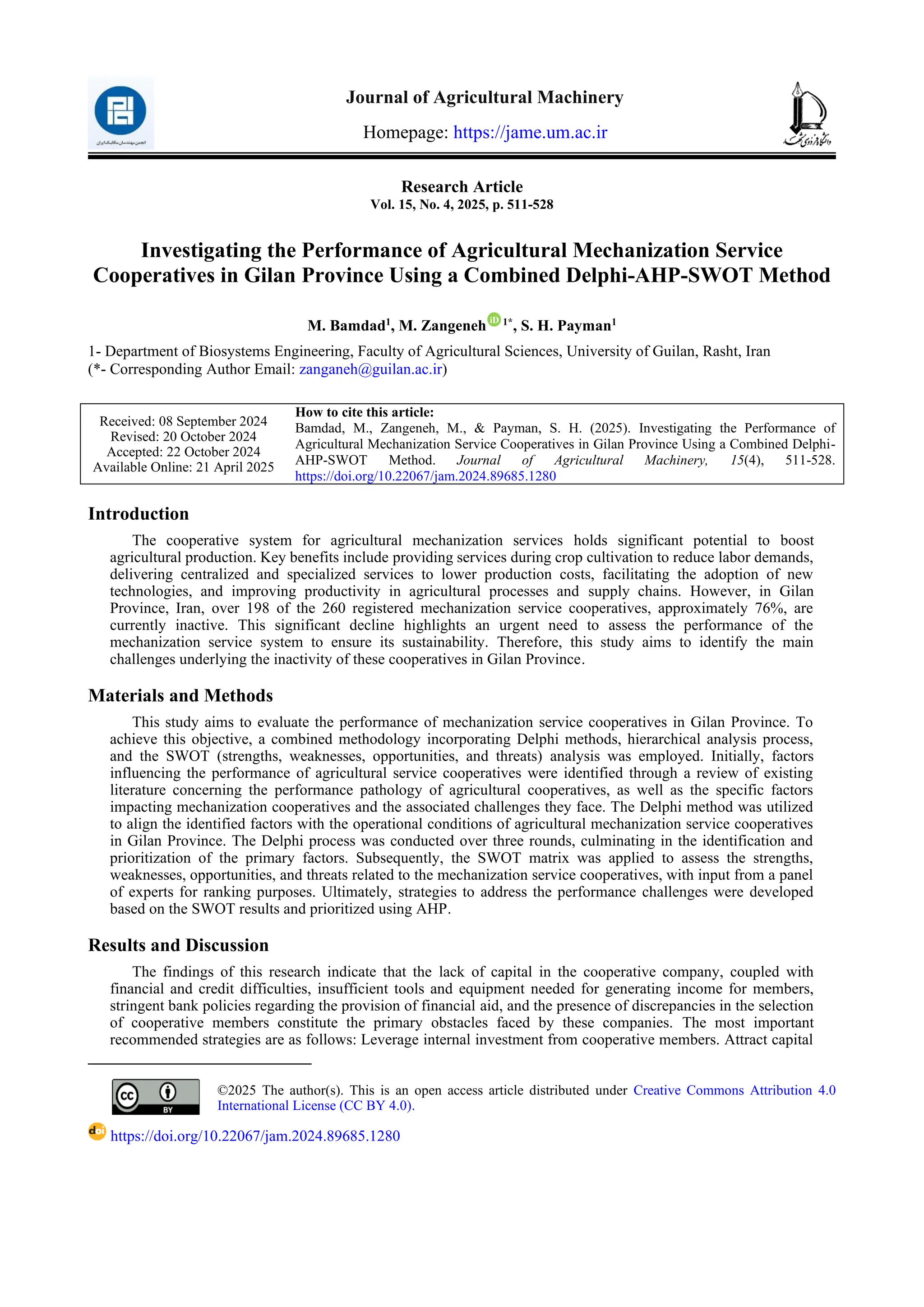 Investigating the Performance of Agricultural Mechanization Service ...