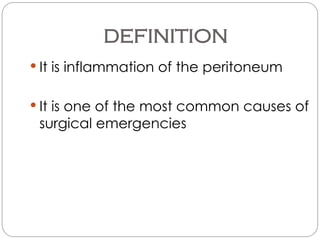 GENERAL OVERVIEW ON PERITONITIS AND CLINICAL APPROACH | PPT