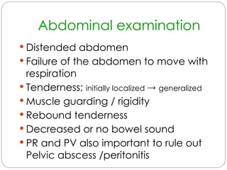 GENERAL OVERVIEW ON PERITONITIS AND CLINICAL APPROACH | PPT