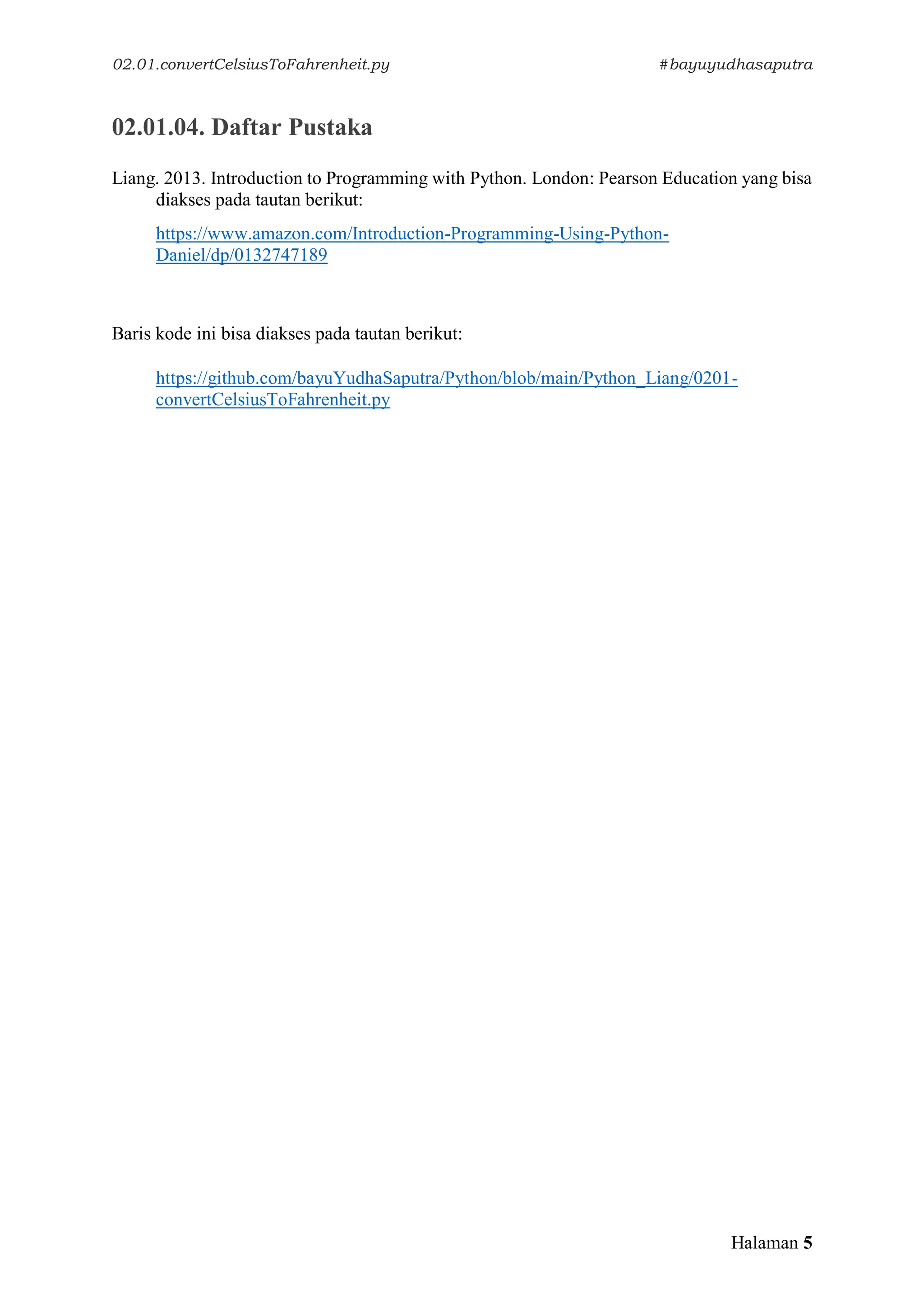 02.01. Konversi Suhu Menggunakan Bahasa pemrograman Python | PDF | Free ...