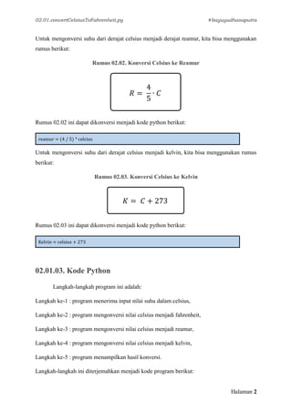 02.01. Konversi Suhu Menggunakan Bahasa pemrograman Python | PDF | Free ...