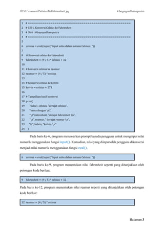 02.01. Konversi Suhu Menggunakan Bahasa pemrograman Python | PDF | Free ...