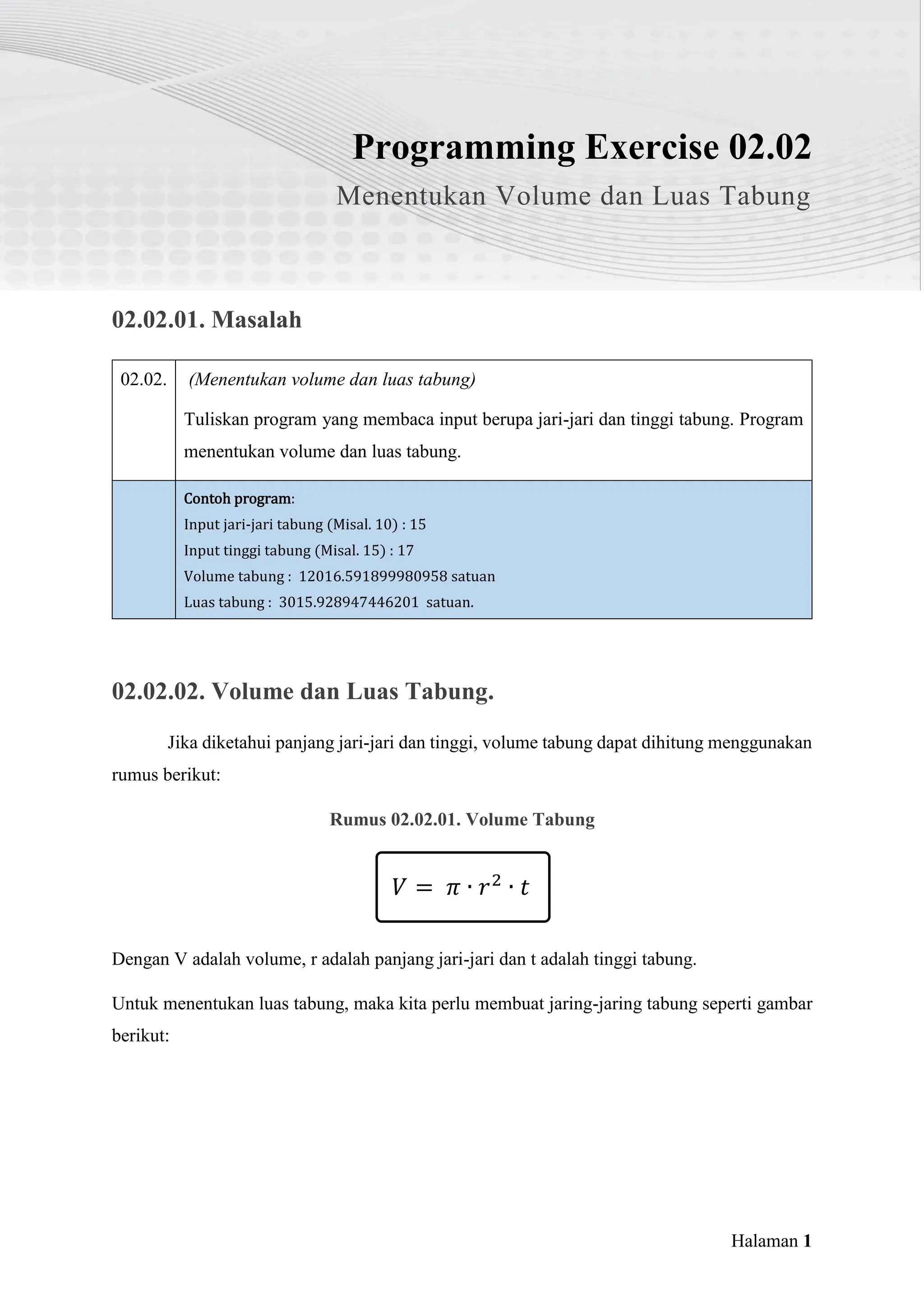 02.02. Menentukan Volume dan Luas Tabung Menggunakan Python | PDF