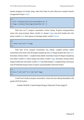 02.02. Menentukan Volume dan Luas Tabung Menggunakan Python | PDF