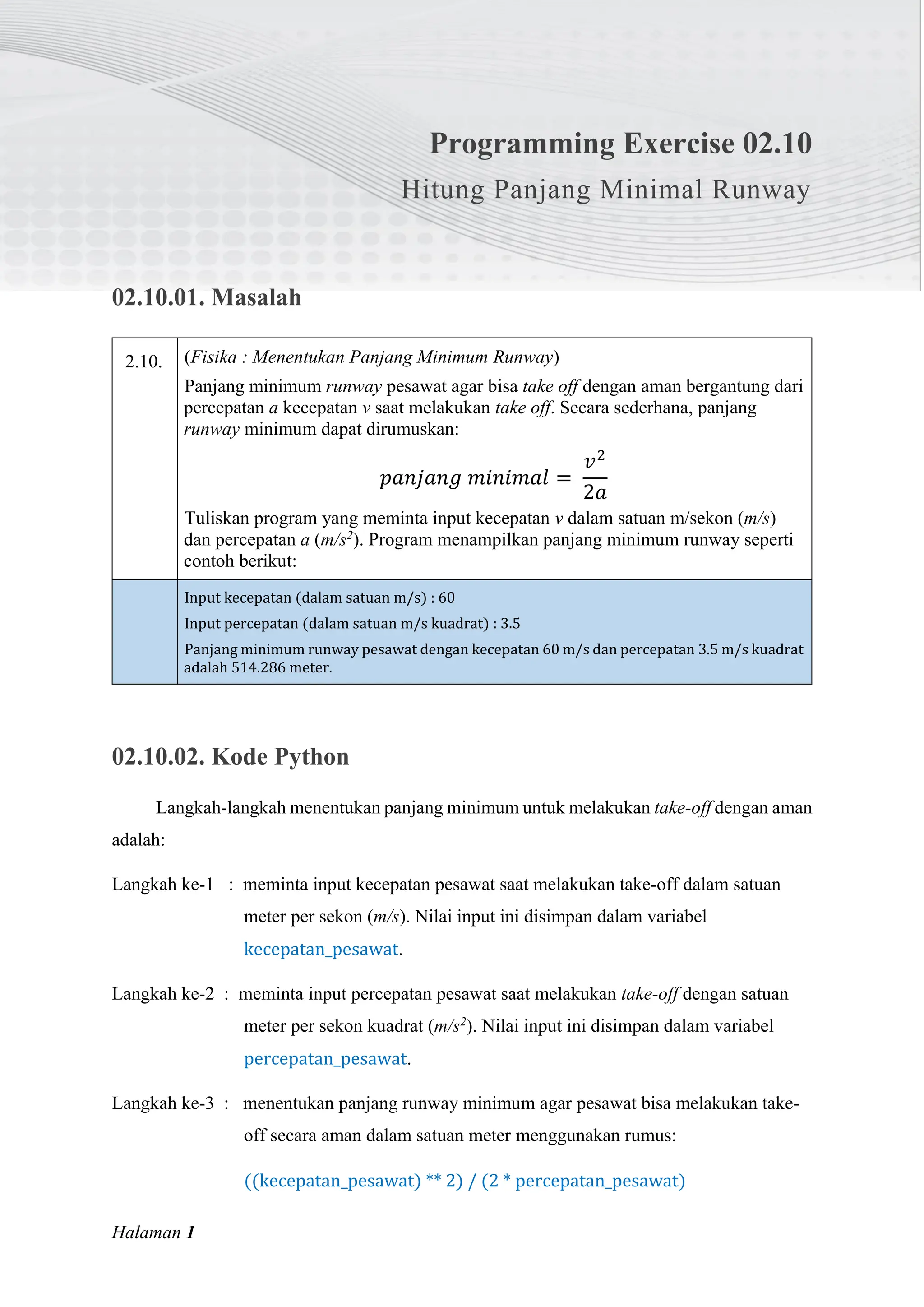 02.10. Hitung Panjang Minimal Runway Menggunakan Python | PDF