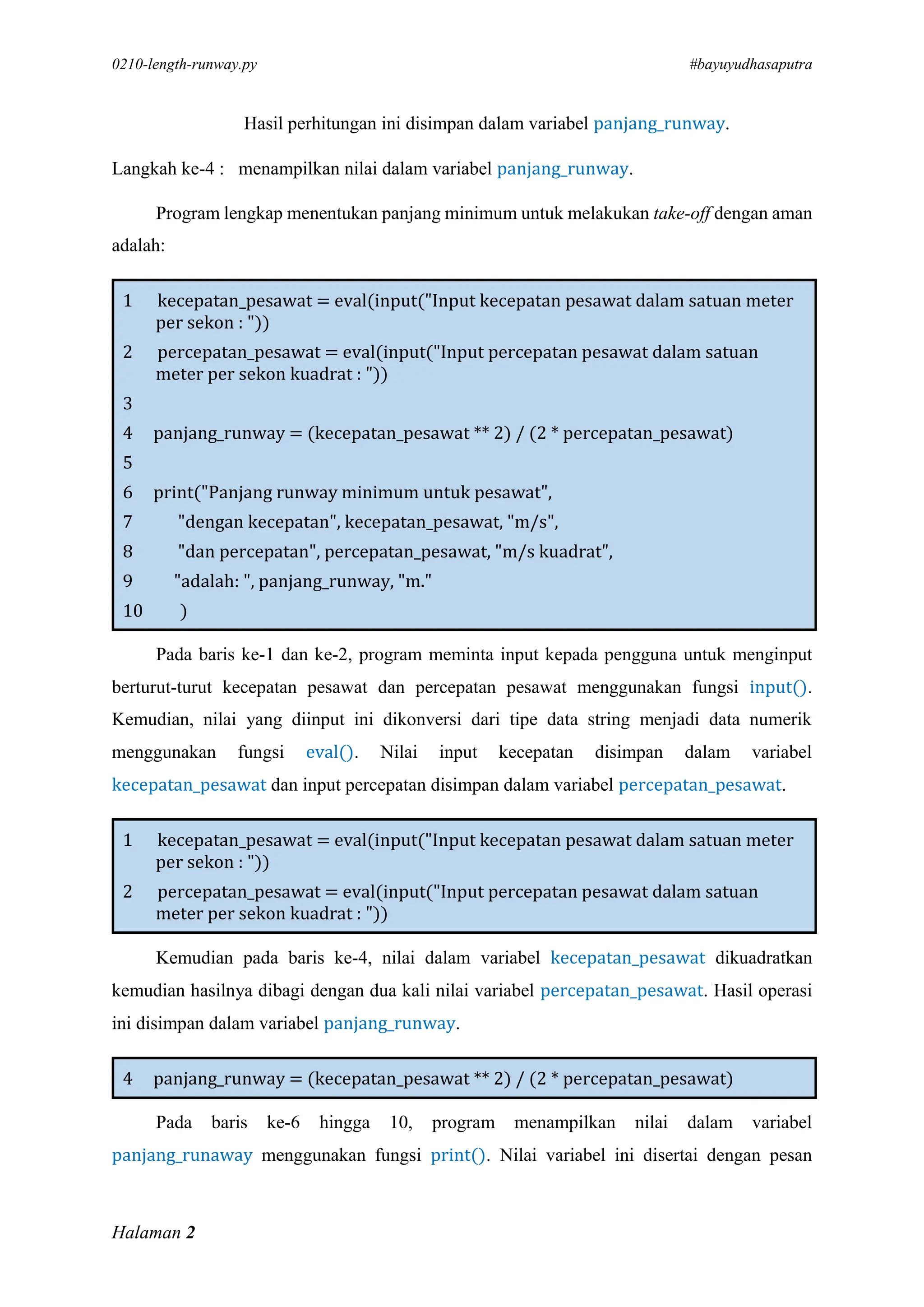 02.10. Hitung Panjang Minimal Runway Menggunakan Python | PDF