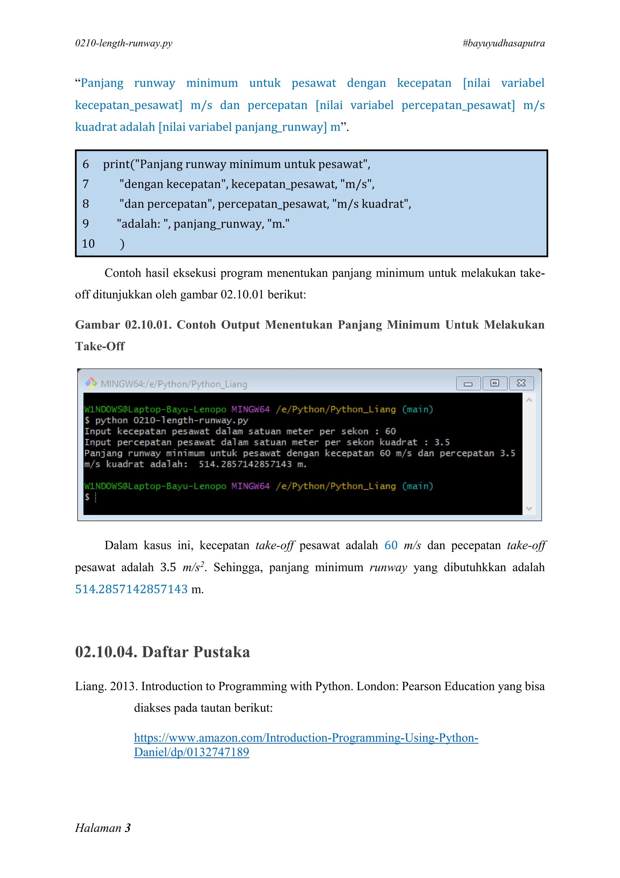 02.10. Hitung Panjang Minimal Runway Menggunakan Python | PDF