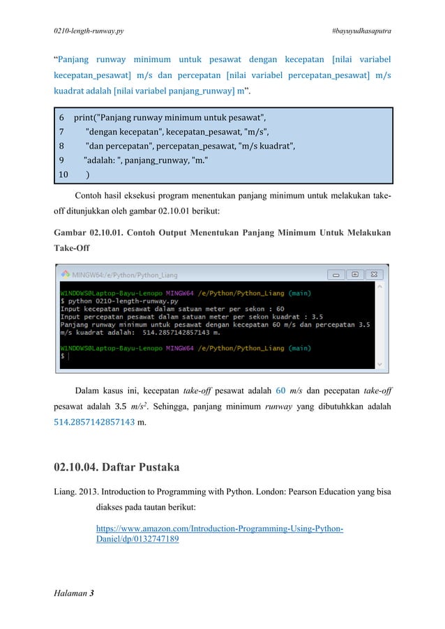 02.10. Hitung Panjang Minimal Runway Menggunakan Python | PDF