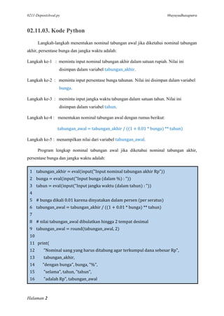 02.11. Hitung Nilai Awal Tabungan Menggunakan Python | PDF