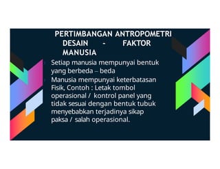 Antropometri pengukuran tubuh manusia pertemuan 2 | PPTX