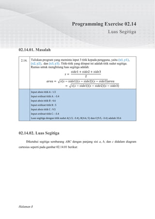 02.14. Luas Segitiga Menggunakan Bahasa Pemrograman Python | PDF