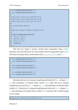 02.14. Luas Segitiga Menggunakan Bahasa Pemrograman Python | PDF