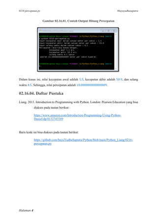 02.16. Hitung Percepatan Menggunakan Python | PDF