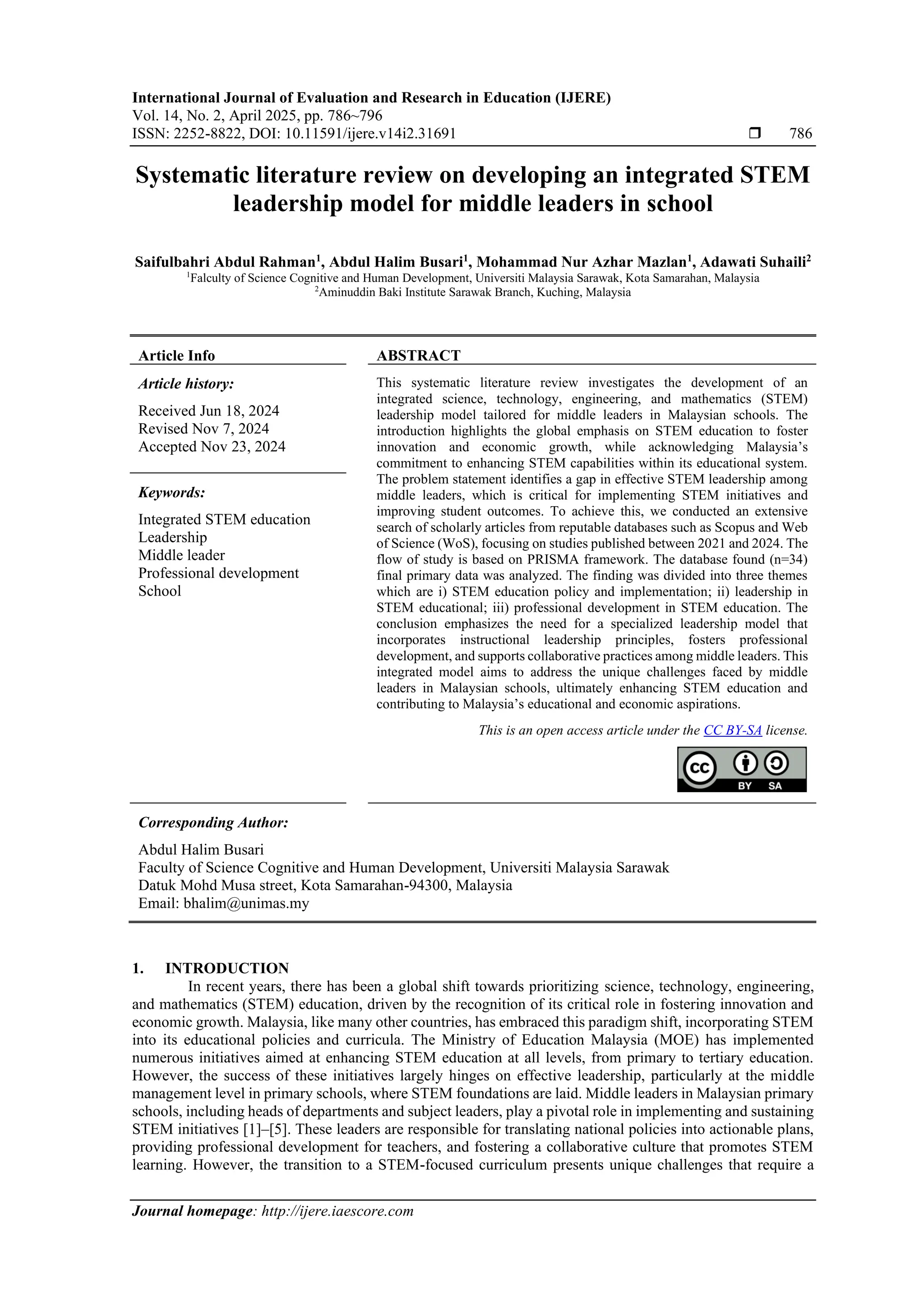 Systematic literature review on developing an integrated STEM ...