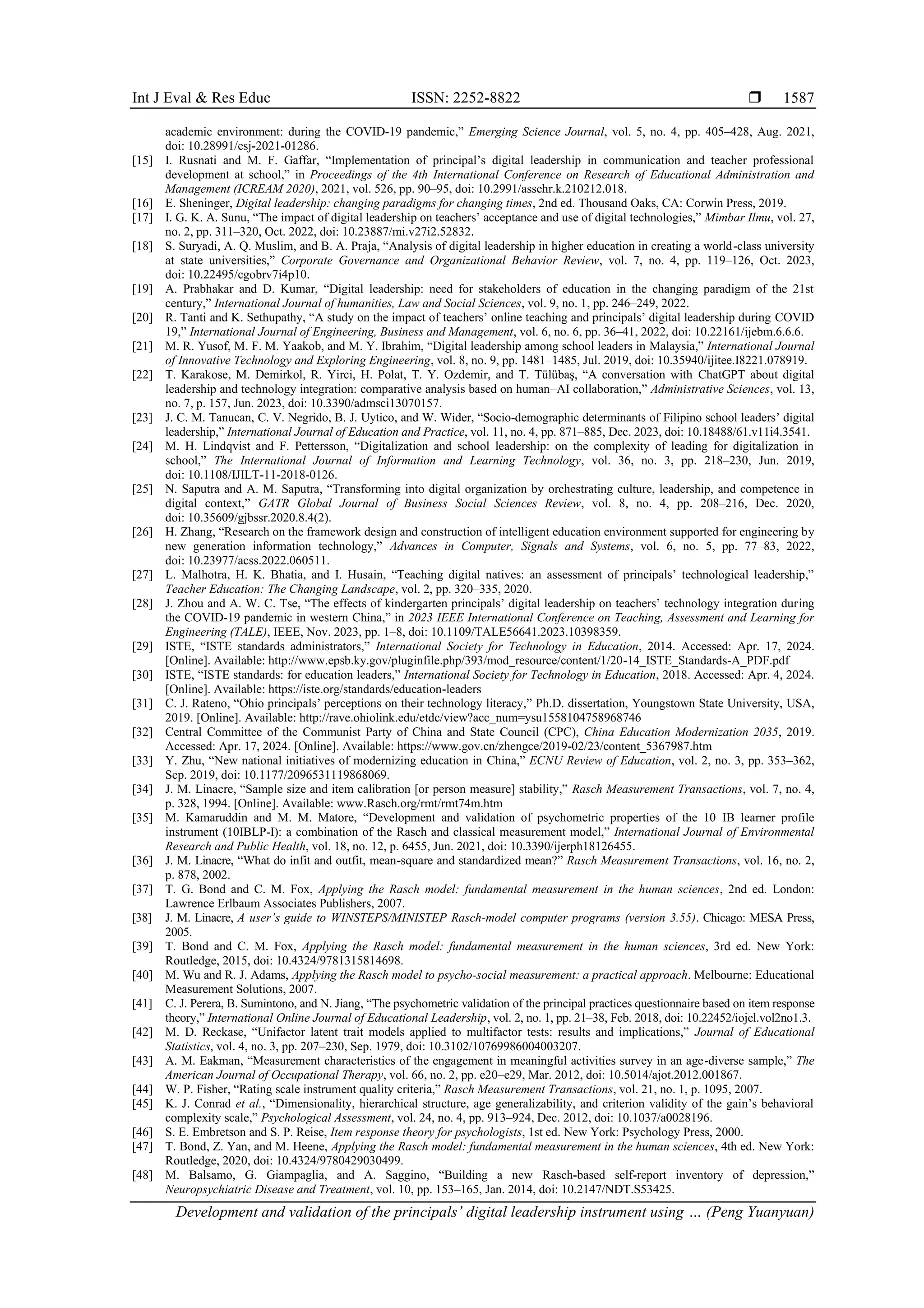 Development and validation of the principals’ digital leadership ...