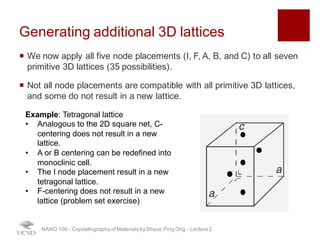 UCSD NANO106 - 02 - 3D Bravis Lattices and Lattice Computations | PDF