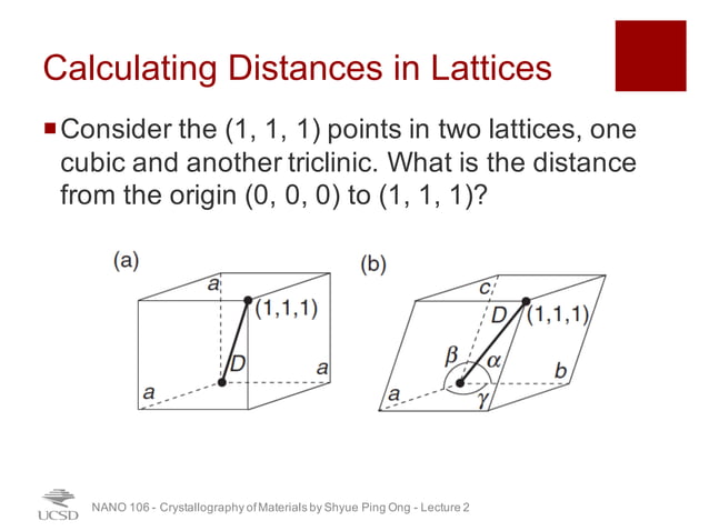 UCSD NANO106 - 02 - 3D Bravis Lattices and Lattice Computations | PDF ...