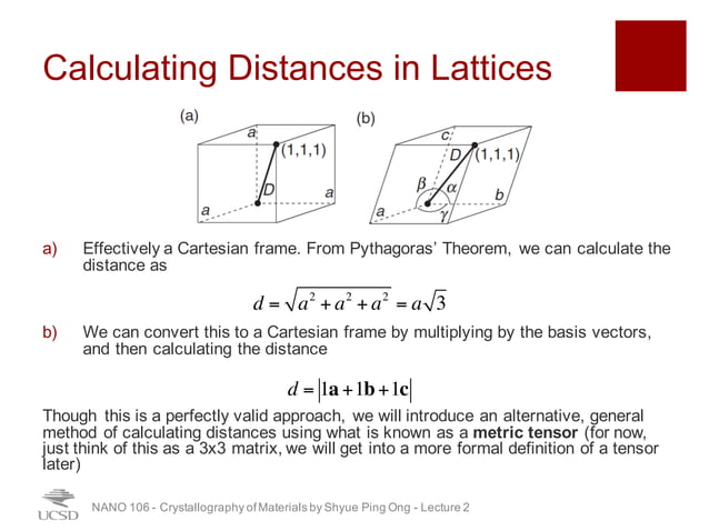 UCSD NANO106 - 02 - 3D Bravis Lattices and Lattice Computations | PDF ...
