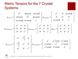 UCSD NANO106 - 02 - 3D Bravis Lattices and Lattice Computations | PDF