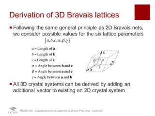 UCSD NANO106 - 02 - 3D Bravis Lattices and Lattice Computations | PDF