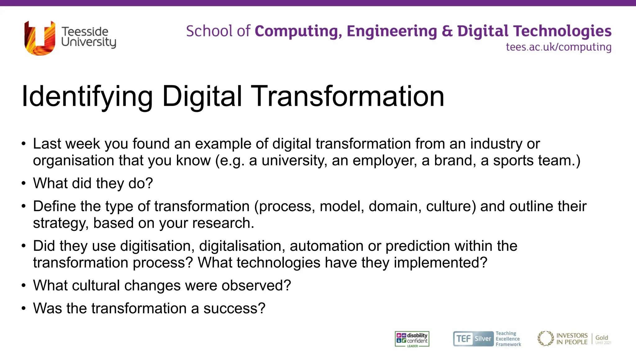 week 2 exercise for digital transformation | PPTX