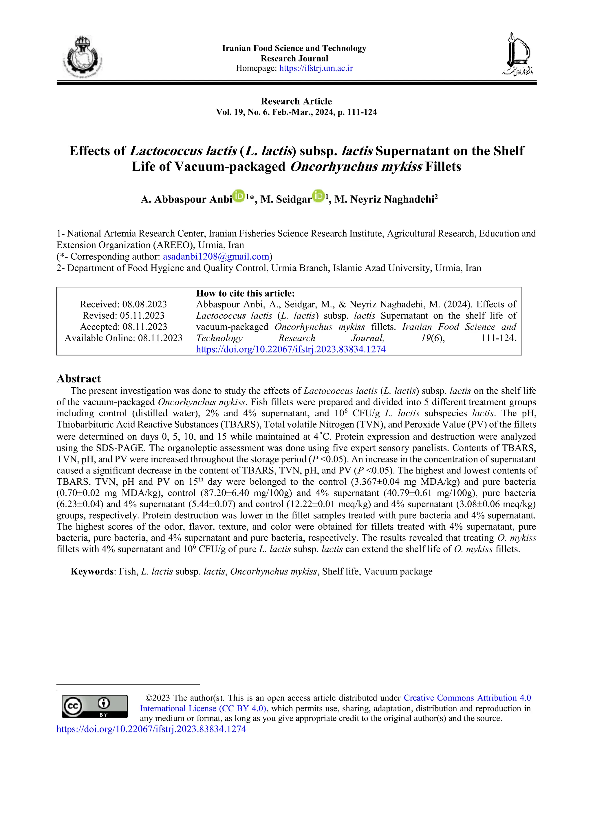 Effects Of Lactococcus Lactis L Lactis Subsp Lactis Supernatant On