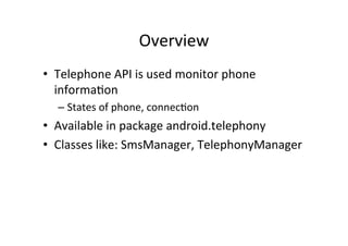Android Telephony Manager and SMS | PDF
