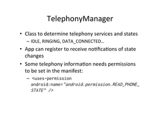 Android Telephony Manager and SMS | PDF