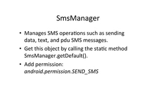 Android Telephony Manager and SMS | PDF