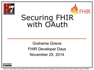 Security in FHIR with OAuth by Grahame Grieve | PPT